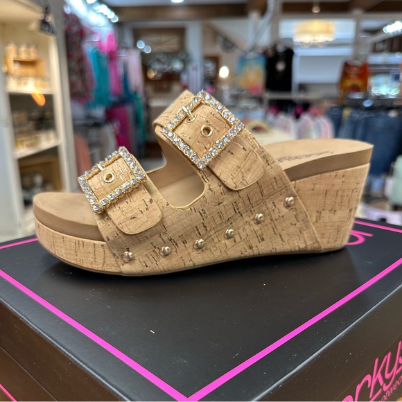Corkys | Shoes | Nwt Corkys Main Squeeze Cork And Rhinestone Wedges ...